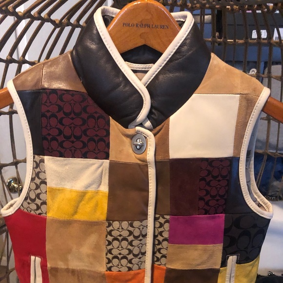 Coach | Jackets & Coats | Coach Patchwork Leather Suede Vest Sz M | Poshmark